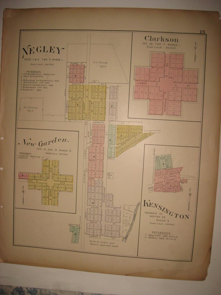 ANTIQUE 1902 NEGLEY KENSINGTON CLARKSON NEW GARDEN COLUMBIANA COUNTY ...