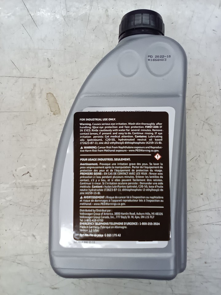 Genuine VW/Audi Haldex High Performance Gear Oil, Part #G065175A2 ...