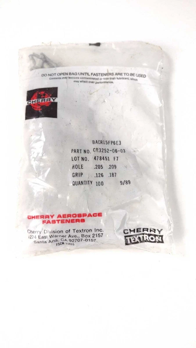 Cherry MaxリベットUNIVERSAL HEAD/NO t0.376〜0.437インチ用 490-7906 CR3523-6-07 ...