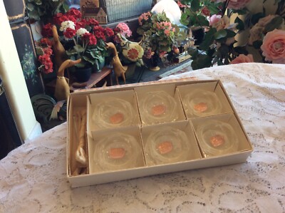 VTG Lot 6 HASS Bohemian Glass Crystal Czech Salt Dips Cellar & 4 Spoons ...