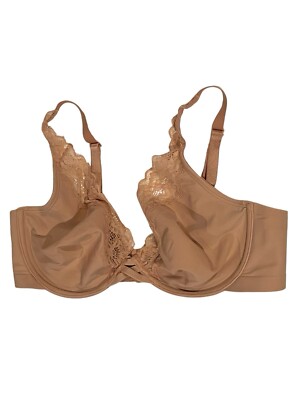36DD Soma Bra Unlined Lace Trim Plunge Bra Neutral Color Hush Womens 36 ...