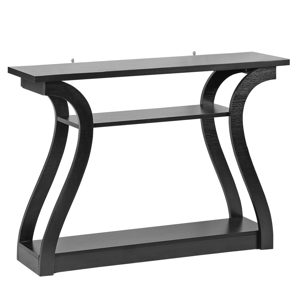 Wood Console Table 3 Tier Modern Accent Sofa Table with Curved Legs ...