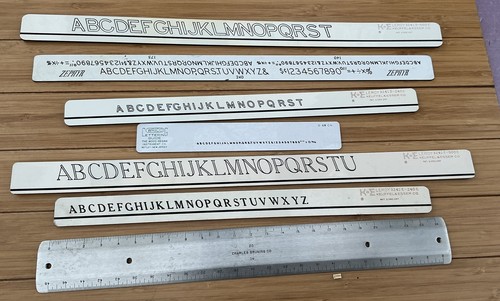 Vintage Lot 6 K&E Keuffel Esser Leroy Lettering Template Guides Ruler ...