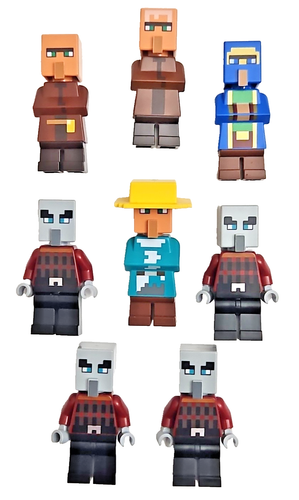 Lego Minecraft Minifigure Lot - 8 Villager Pillager & Snow Villager ...