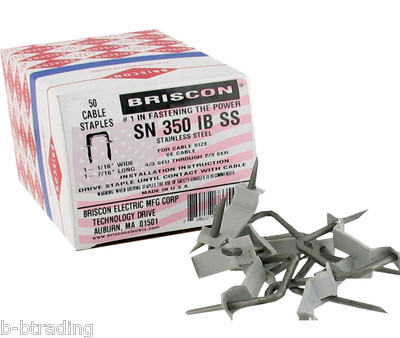 Briscon SN-350-IB-SS 302 Stainless Steel Cable Staples 1-1/16"WX1-7/16 ...