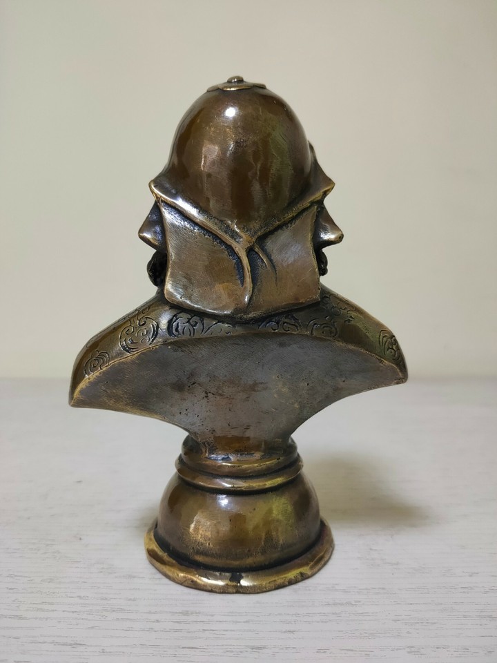 7" antique old bronze carved unique Genghis Khan hero Nomads Bust Statue | eBay