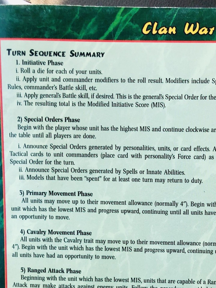 Clan War Rulebook Legend Of Five Rings L5R Miniatures War Game Used ...