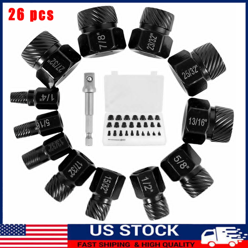 Screw Extractor Set Hex Head Multi-Spline Damaged Bolt Nut Remover Tool ...