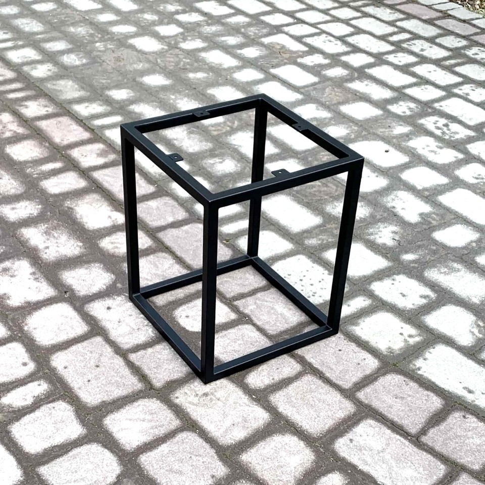 Square metal stool End table base Frame stool Sturdy frame Black Powder ...