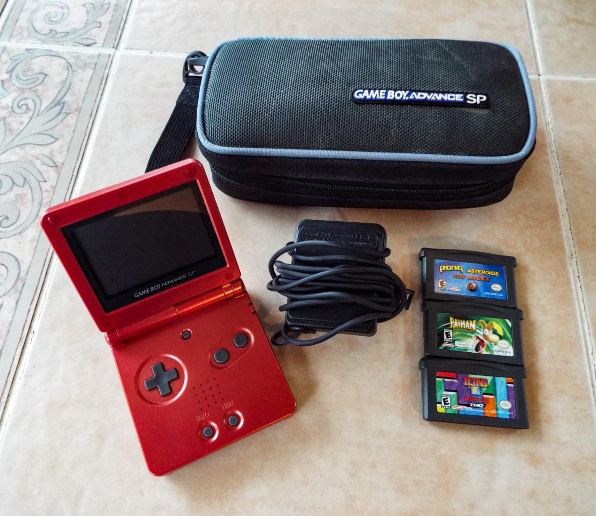 GBA SP GAMEBOY ADVANCE BUNDLE VIDEO GAME CONSOLE - CHARGER, CASE, GAMES ...
