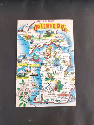 Vintage Postcard Greetings from Michigan "The Wolverine State" | eBay
