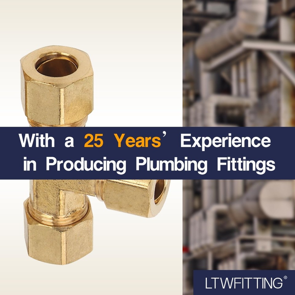LTWFITTING 3/8-Inch OD Compression Tee,Brass Compression Fitting(Pack ...