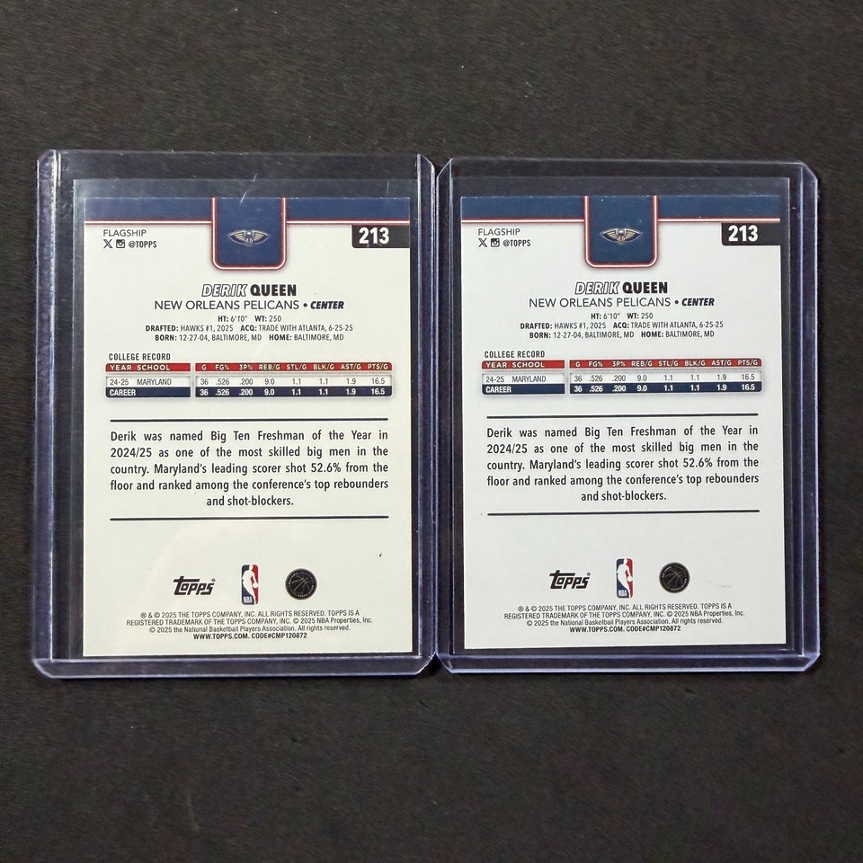 Derik Queen 2 Rookie Card Lot - Base Rookie Card #213 x2 RC | eBay