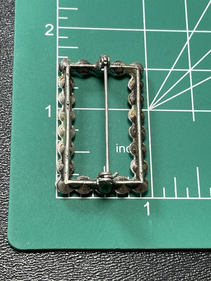 Vintage Antique 1930’s Crystal Rhinestone Pot Metal Rectangular Brooch ...