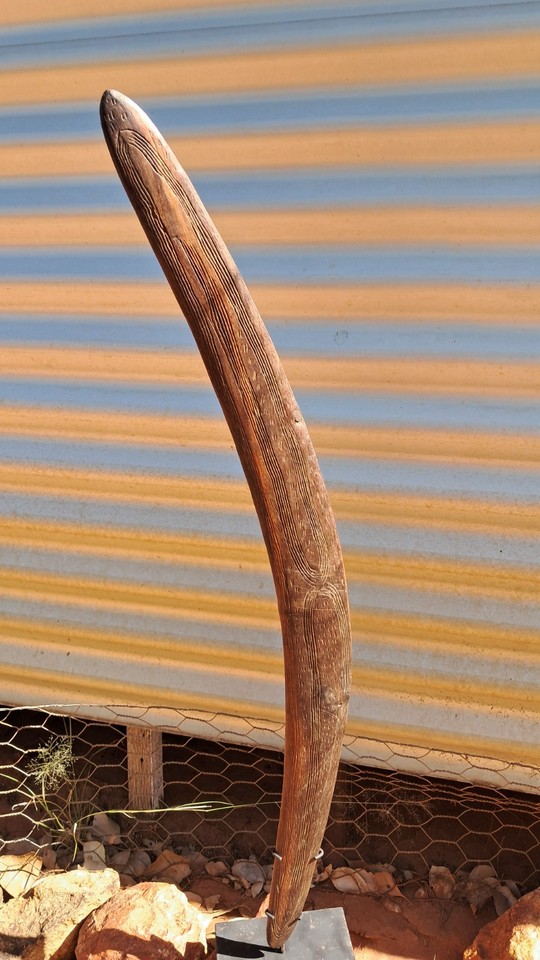 Old Aboriginal boomerang with incised design Coopers Creek region ...