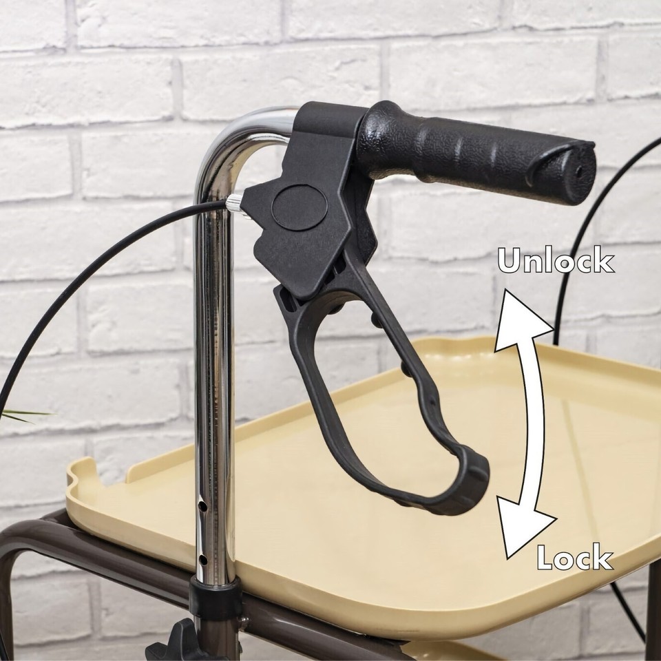 Adjustable Mobility Trolley Hand Brakes Walker Indoor Kitchen 4 Wheels ...