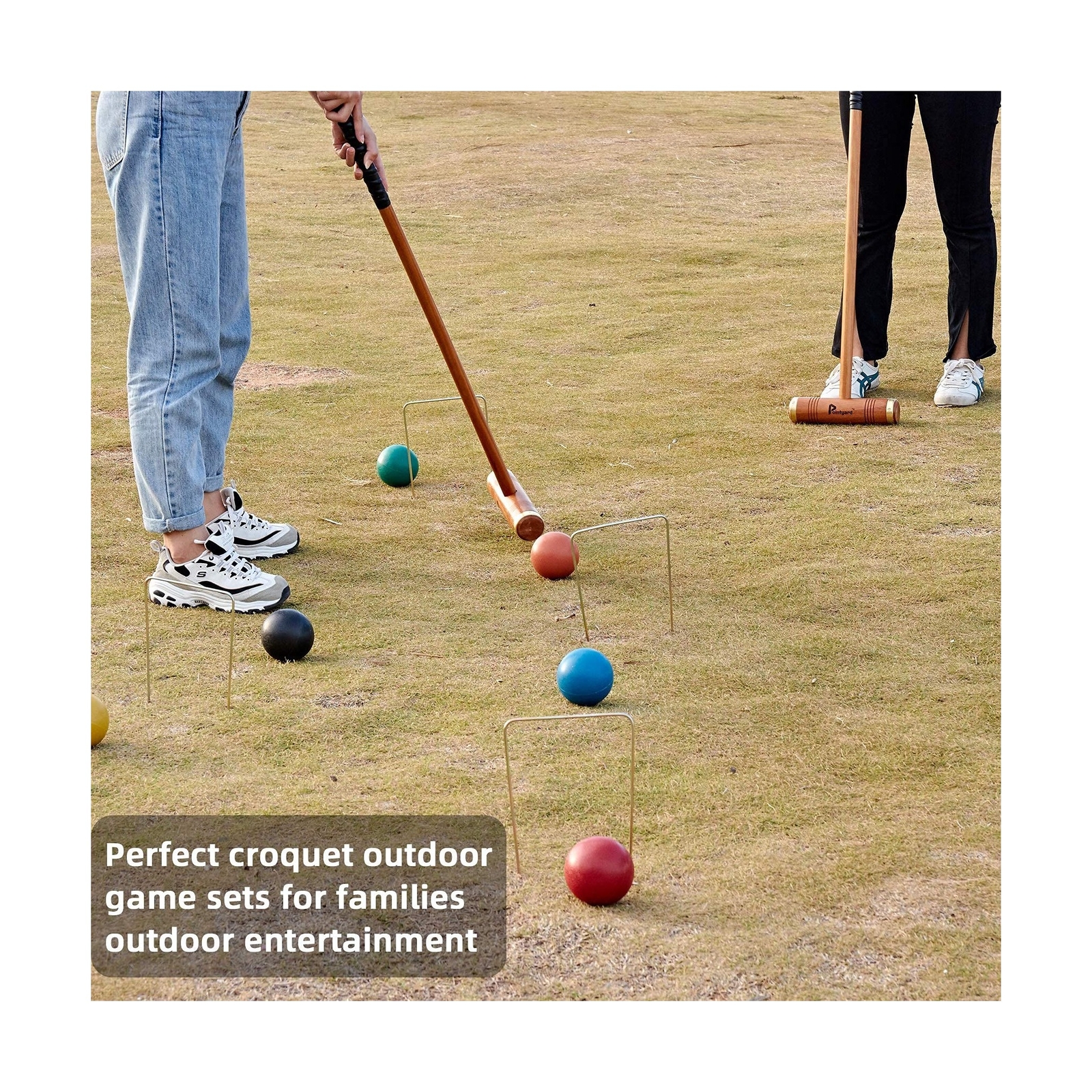 Pointyard 35" Six Player Croquet Set, Deluxe [Annatto Retro Style ...
