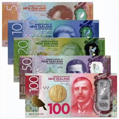 Set 5 Pcs New Zealand 5 10 20 50 100 Dollars Polymer NEW UNC Banknote ...