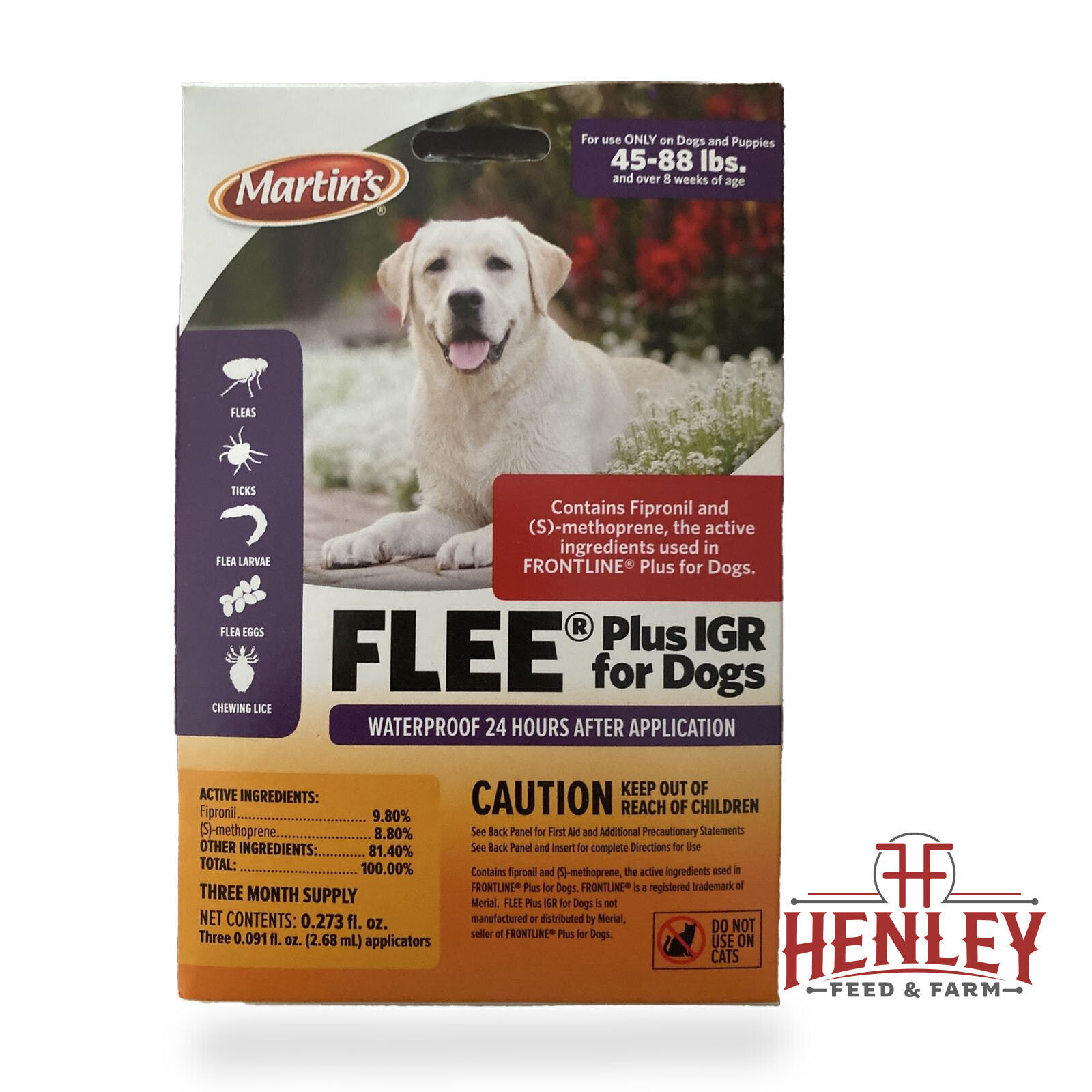 FLEE PLUS IGR SPOT ON DOG FLEA DROPS 45-88 POUND 3 MONTH SUPPLY (Frontline Plus) for sale online ...