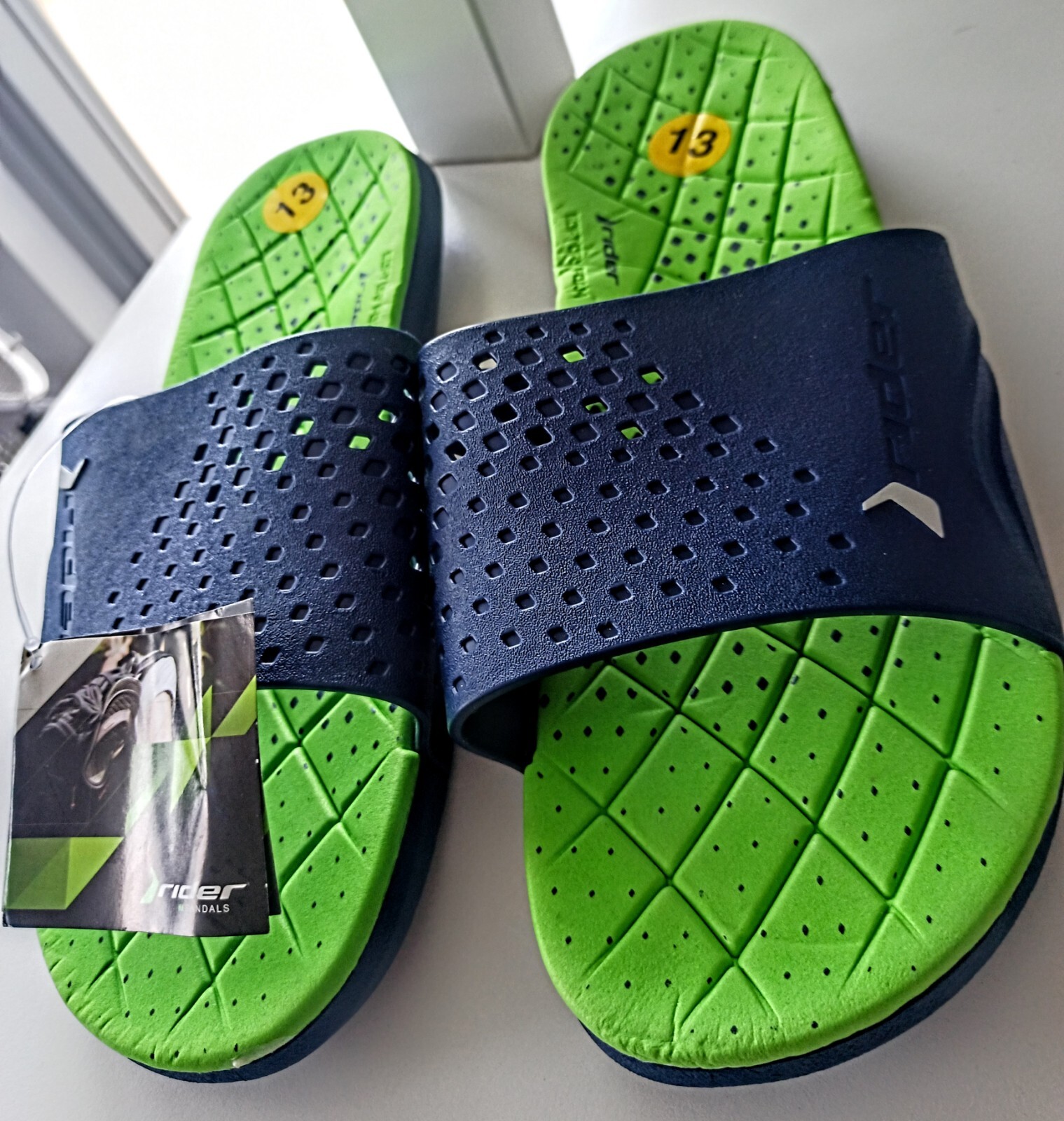 Rider Slides Sandals Blue Green Mens Sz 13 Pool Shower Beach Travel ...