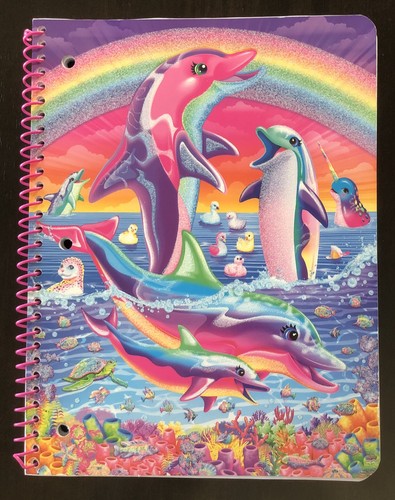 Lisa Frank Spiral Notebook Dolphins Ocean Narwhal 10.5 X 8” Wide Rule ...