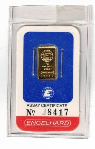 ENGELHARD ONE GRAM GOLD BAR serial number J8417 | eBay