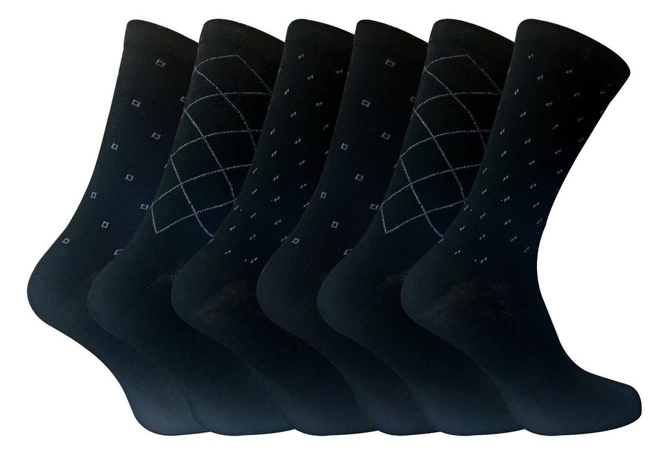 6 Pairs Mens Formal Patterned Coloured Dress Cotton Socks | eBay