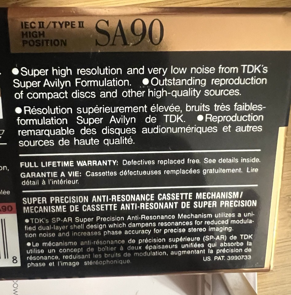 TDK SA90 High Bias Type II Cassette Tape New Factory Sealed -Vintage ...
