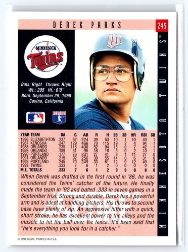 1993 Score #245 Derek Parks | eBay