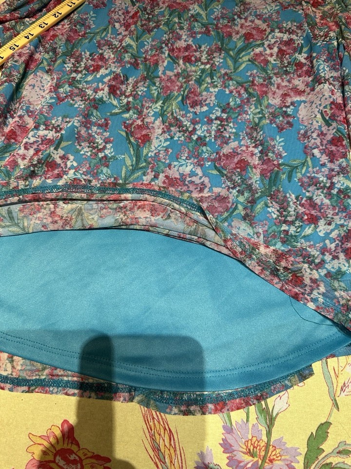 Juniper & Lime Women XL Top 3/4 Sleeve Boho Sheer Over Liner Blue ...