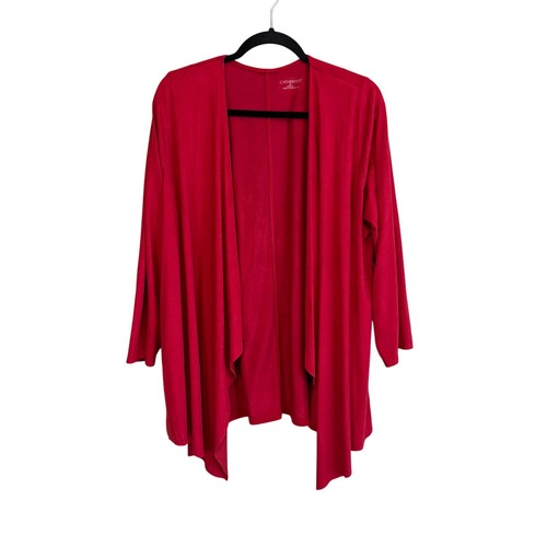 Catherines Womens Red Stretch Waterfall Front Jersey Knit Cardigan Size ...