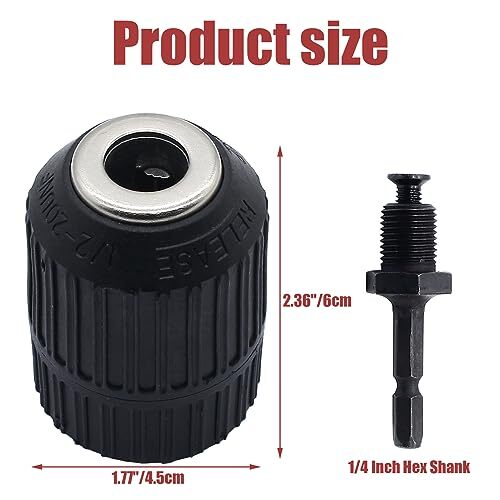 1/2" Quick Change Keyless Drill Chuck Adapter 2.0-13mm 1/4-Inch Hex ...