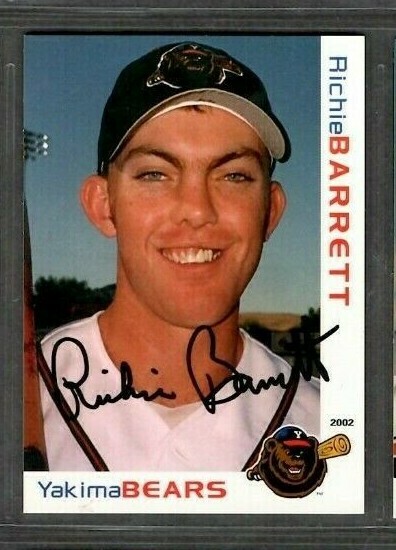 2002 Grandstand Yakima Bears #44 Richie Barrett Baseball card signed ...
