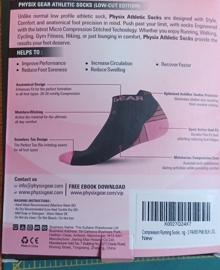 X2 Physix Gear Sport Stamina Compression Socks Low Cut 2 Pairs Black ...