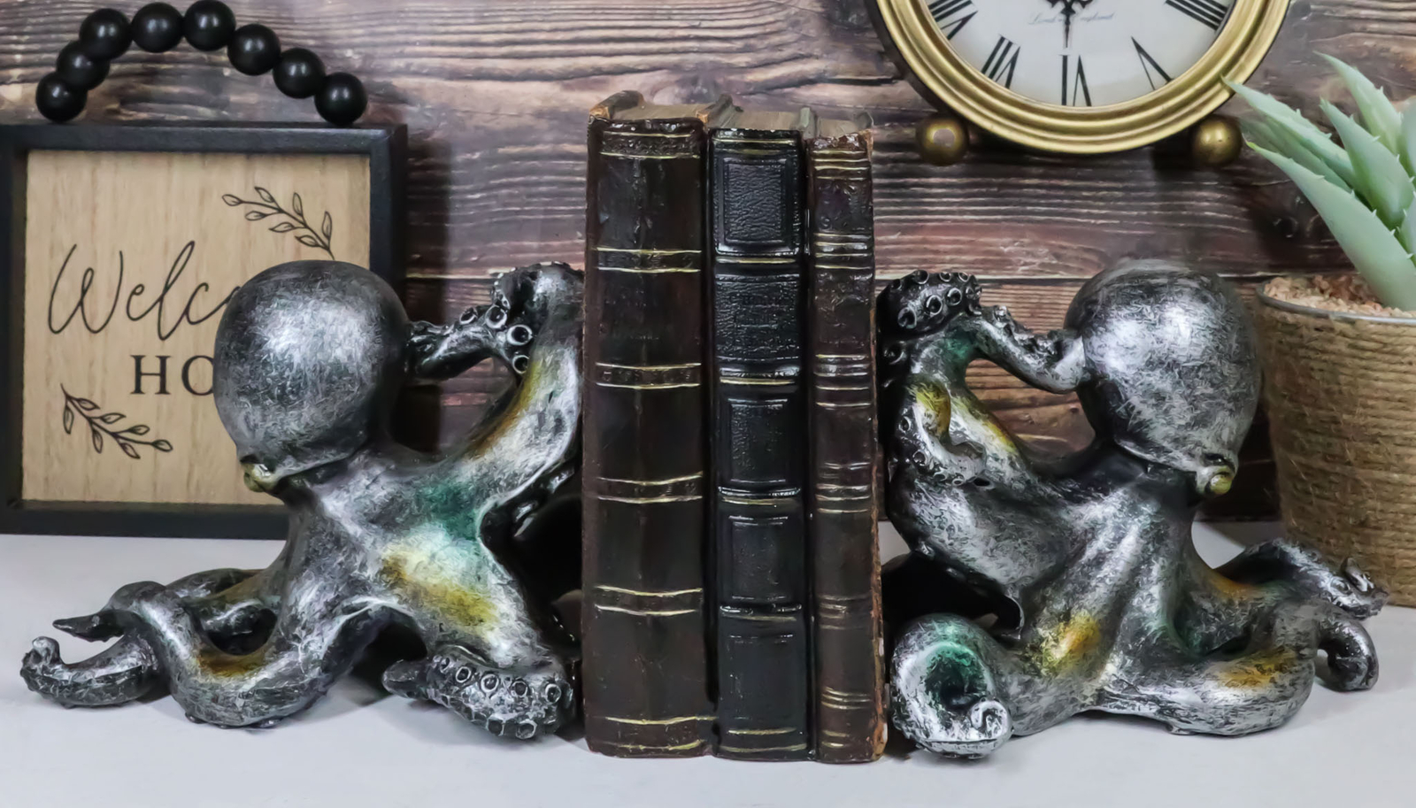 Ebros Nautical Sea Monster Octopus Bookends Set Statue Antique Bronze ...