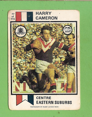 #D366. 1974 EASTERN SUBURBS SCANLENS RUGBY LEAGUE CARD #77 HARRY ...