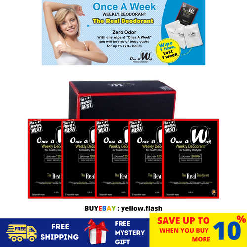 5 Pack : 15 Wipe ONCE A WEEK Disposable Deodorant Heal Body Underarm ...