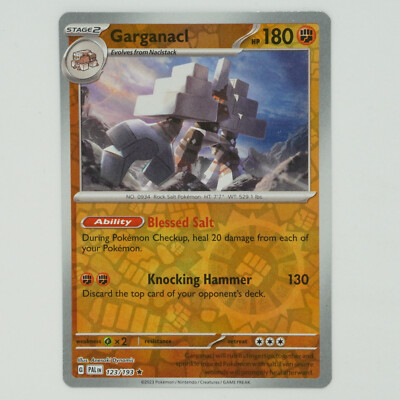 Garganacl 123/193 Reverse Holo Rare SV Paldea Evolved Pokemon Card | eBay