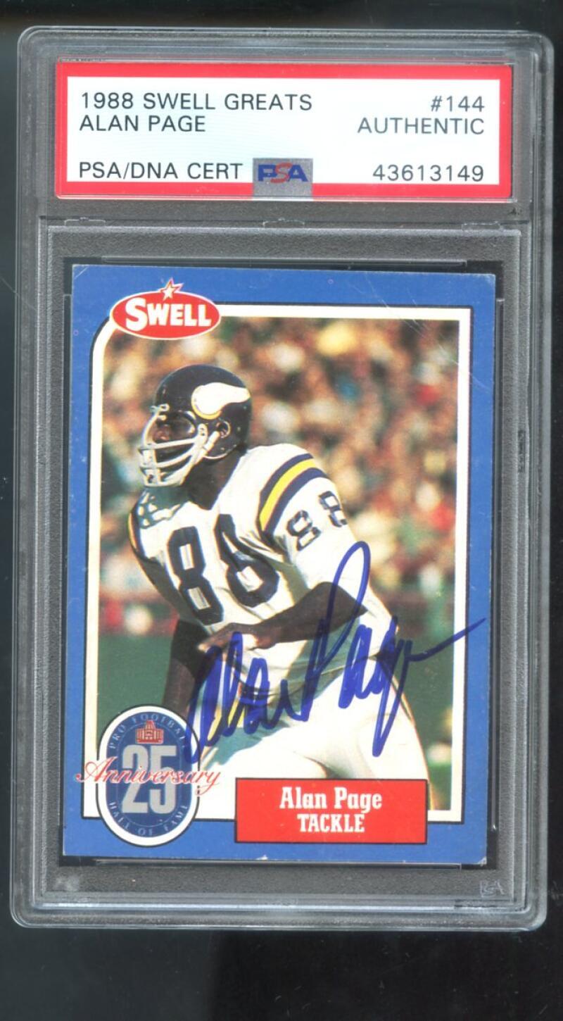 1988 Swell #144 Alan Page AUTO SIGNED Autograph Card PSA/DNA Football ...