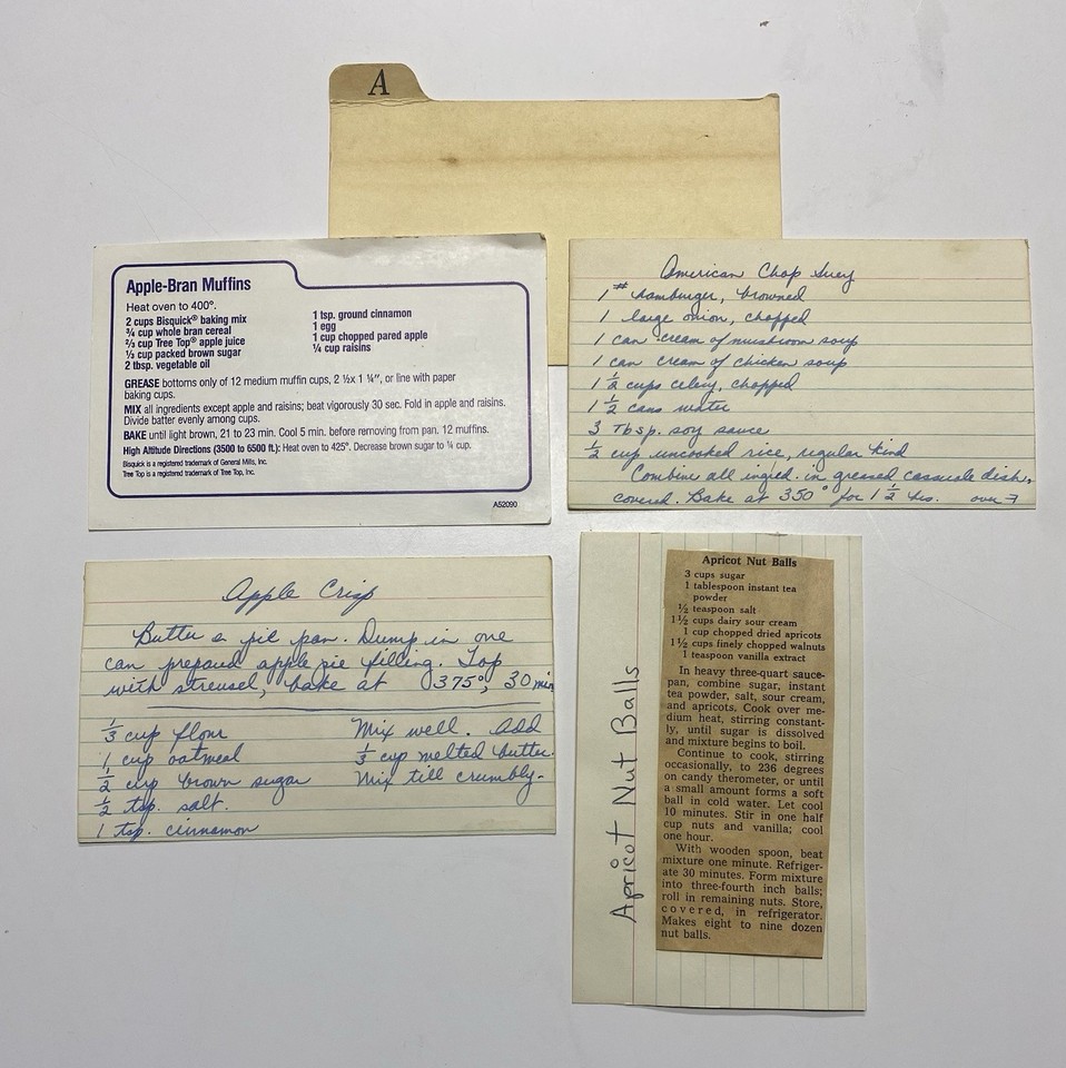 vintage recipe box with recipes 100+ Cut Outs & Hand Written Cards Flip ...
