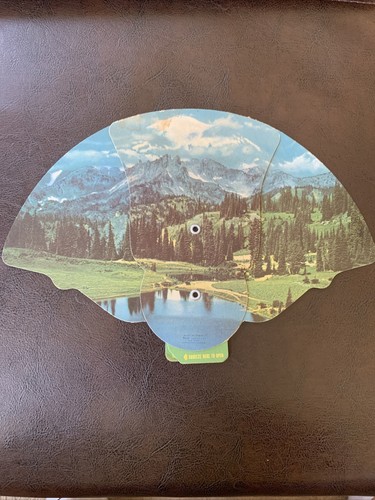 Vintage Antique Tri-fold Folding Cardboard Hand Advertising Fan ...