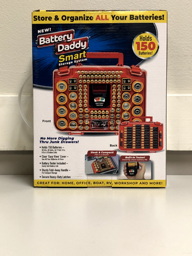 Ontel Battery Daddy Smart 150 Battery Organizer Case with Tester (BADAS ...