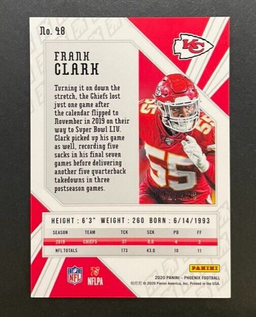 2020 Panini Phoenix - Frank Clark #48 Kansas City Chiefs - Red Prizm ...