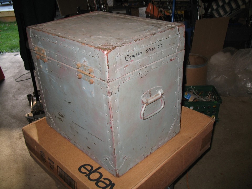 VTG 1964 MILITARY OFFICERS MESS KIT TRUNK CHEST BOX HINGES ADDED ...