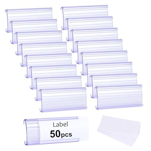 50 Pcs Wire Shelf Label Holders Plastic Wire Label Holder Shelf Tags ...