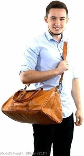 Bag Vintage Leather Travel Luggage Gym Genuine Weekend Overnight Men ...