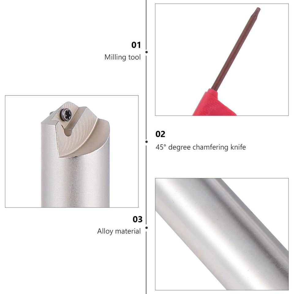 90 Degree Inserts Arbor Accessory Chamfer Tool Carbide Degrees End ...