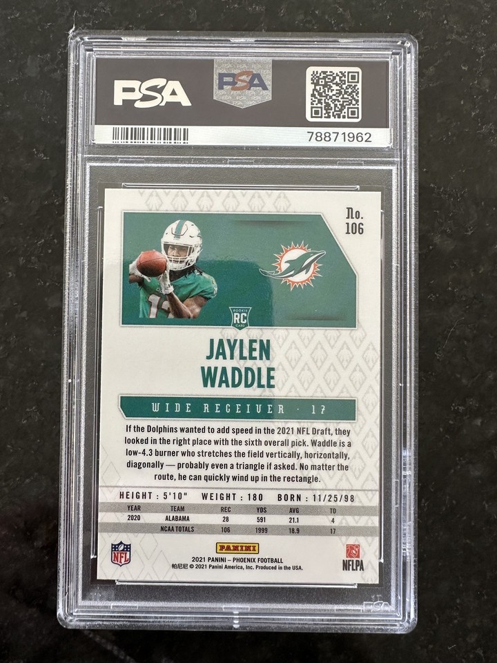 2021 Phoenix Jaylen Waddle Fire Burst Rookie RC #106 PSA 10 GEM MINT ...