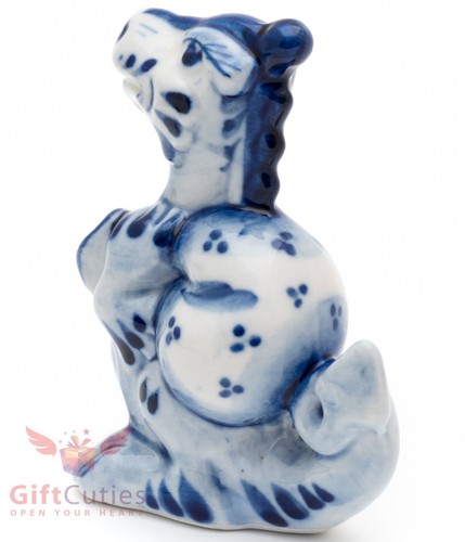 Gzhel Porcelain Figurine Ded Moroz Santa Claus Dragon with Christmas ...