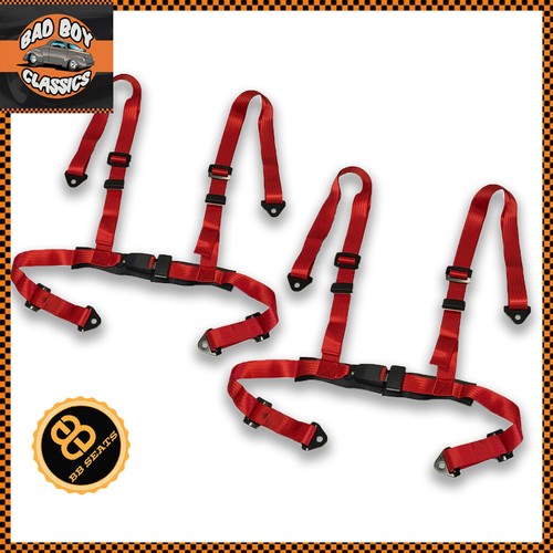 Red 4 Point Car Racing Seat Belt Safety Harness Universal Design x2 | eBay